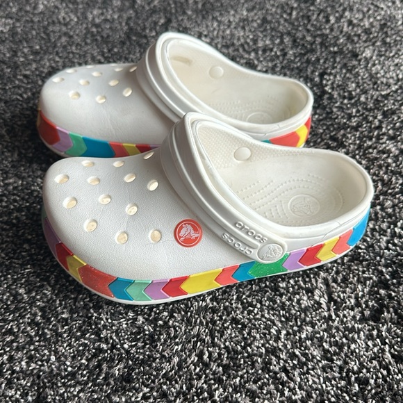 CROCS | Shoes | Crocs L Kids Crocband Chevron Beaded Clog Rainbow White ...
